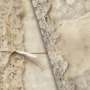 Shabby Lace Scrap Paper and Lace Collage Printable Junk Journal Half ...