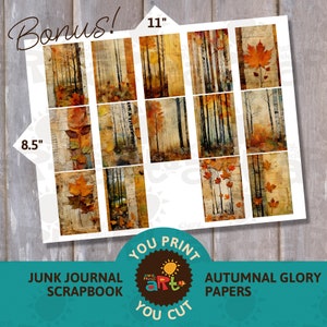 Autumn Leaf Collage Printable Junk Journal Half Papers, Fall Scrapbook ...