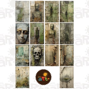 Zombie Scraps and Background Collage Printable Junk Journal Half Papers ...