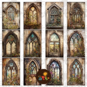 Gothic Window, Printable Junk Journal Half Papers - Etsy