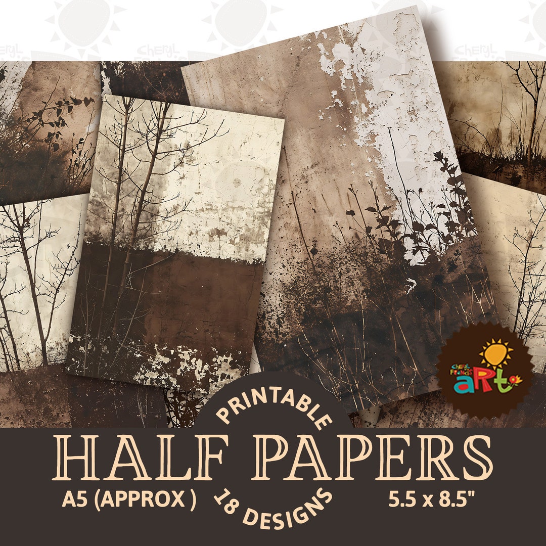 Earthy Browns Natural Silhouette Printable Junk Journal Half Paper ...