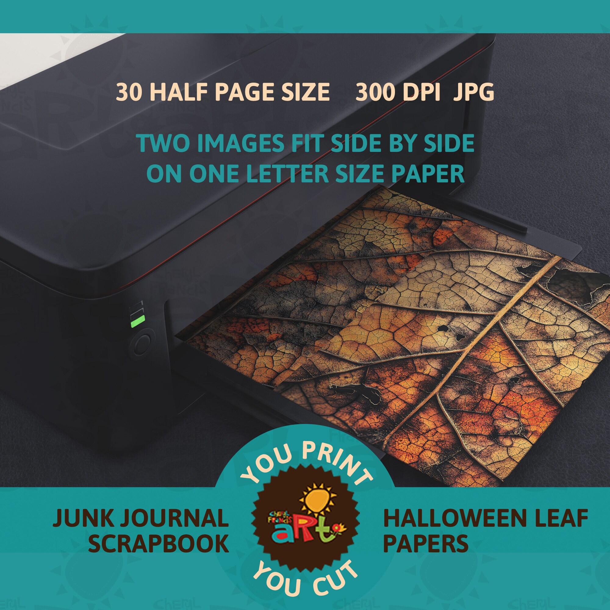 Halloween Decay Leaf Vein Printable Junk Journal Half Paper Ephemera ...