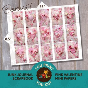 Frilly Pink Valentine Collage Printable Junk Journal Half Papers ...