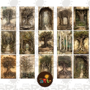 Tree Paper Collage Printable Junk Journal Half Papers - Etsy