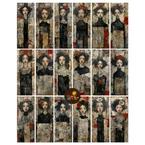 Red and Black Collage Portrait Girl Printable Tall Slim Junk Journal ...
