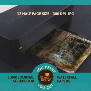 Waterfall Junk Journal Printable Half Papers, Journal Scrapbook Supply ...