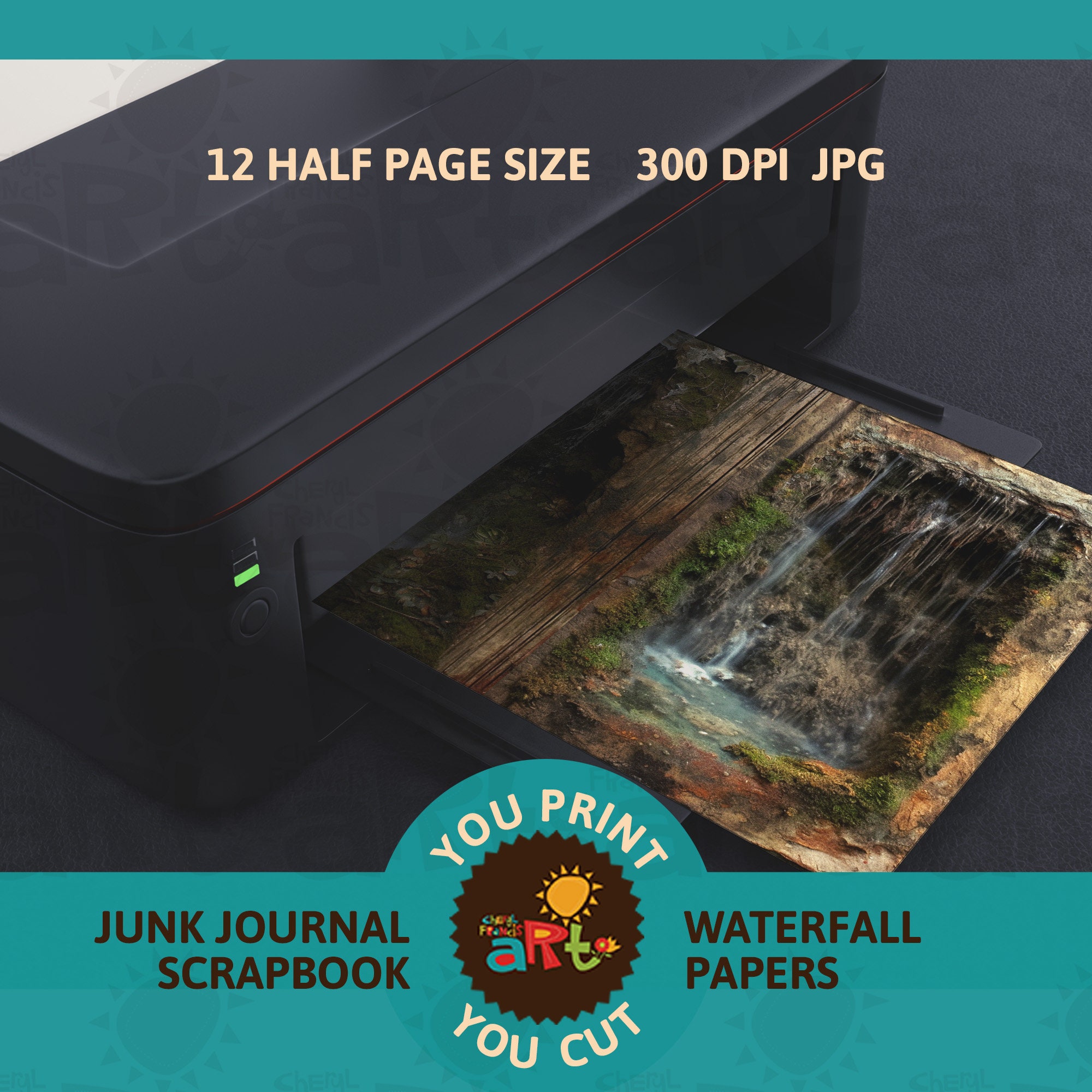 Waterfall Junk Journal Printable Half Papers, Journal Scrapbook Supply ...