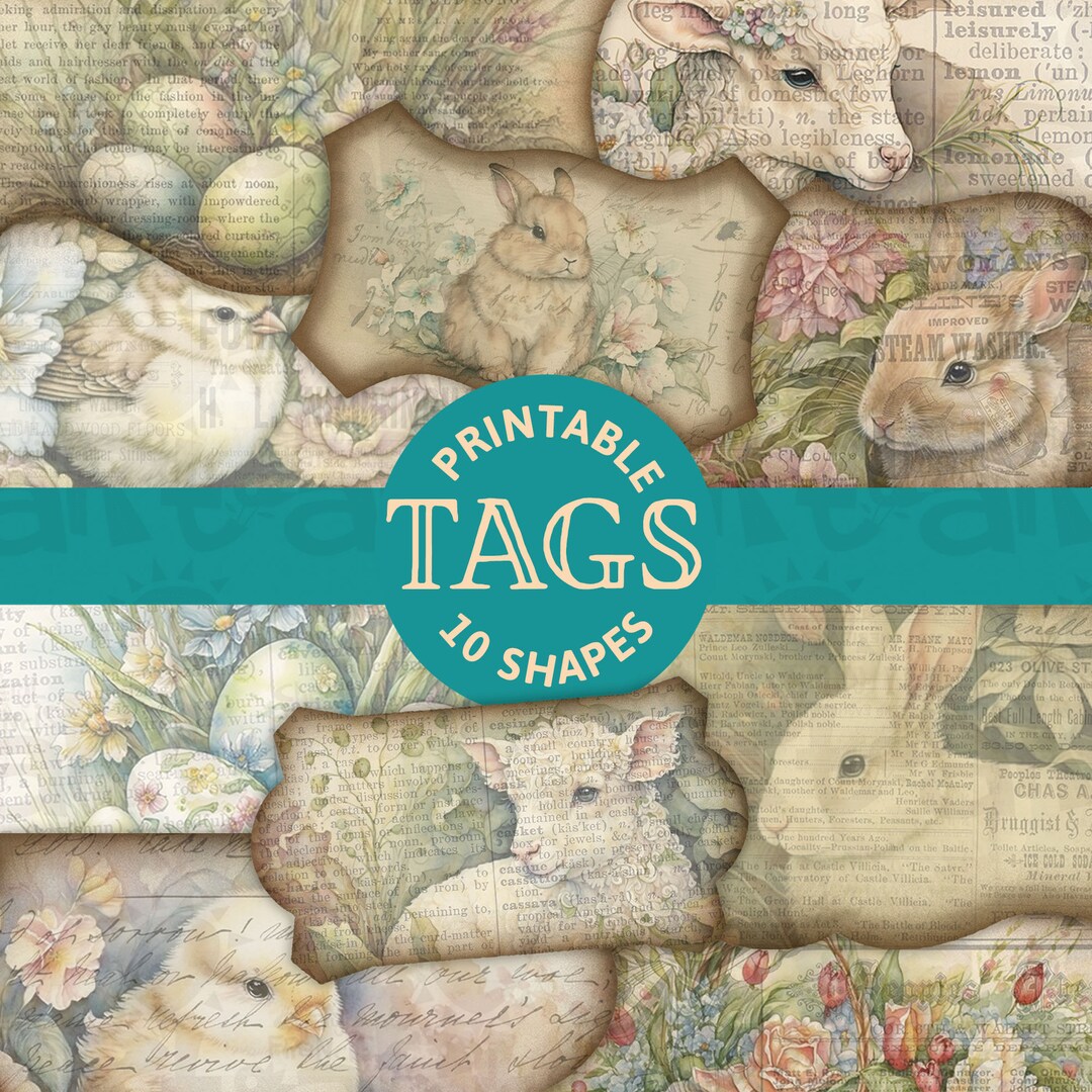 Printable Easter Tags, Baby Animal, Floral Spring Season for Junk ...