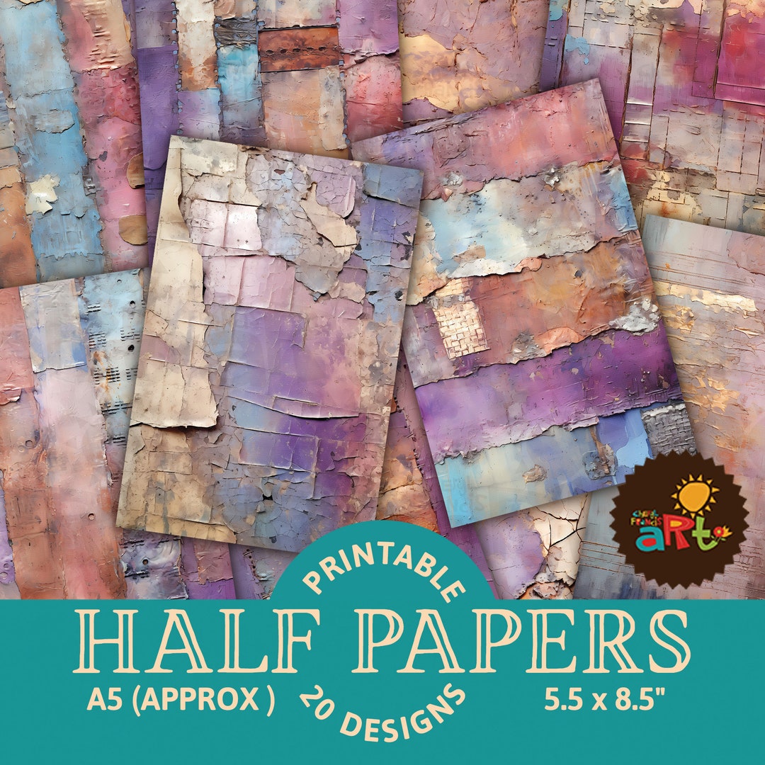 Rustic Purples Scrap Collage Printable Junk Journal Half Papers ...