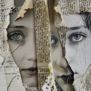 Lacy Page Portrait Collage Printable Junk Journal Half Paper Background ...