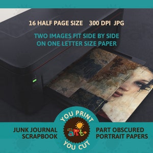 Partial Portrait Girl Peeking From Collage Printable Junk Journal Half ...