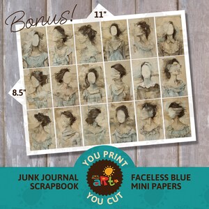 Portrait Without a Face Nameless Collage Printable Junk Journal Half ...
