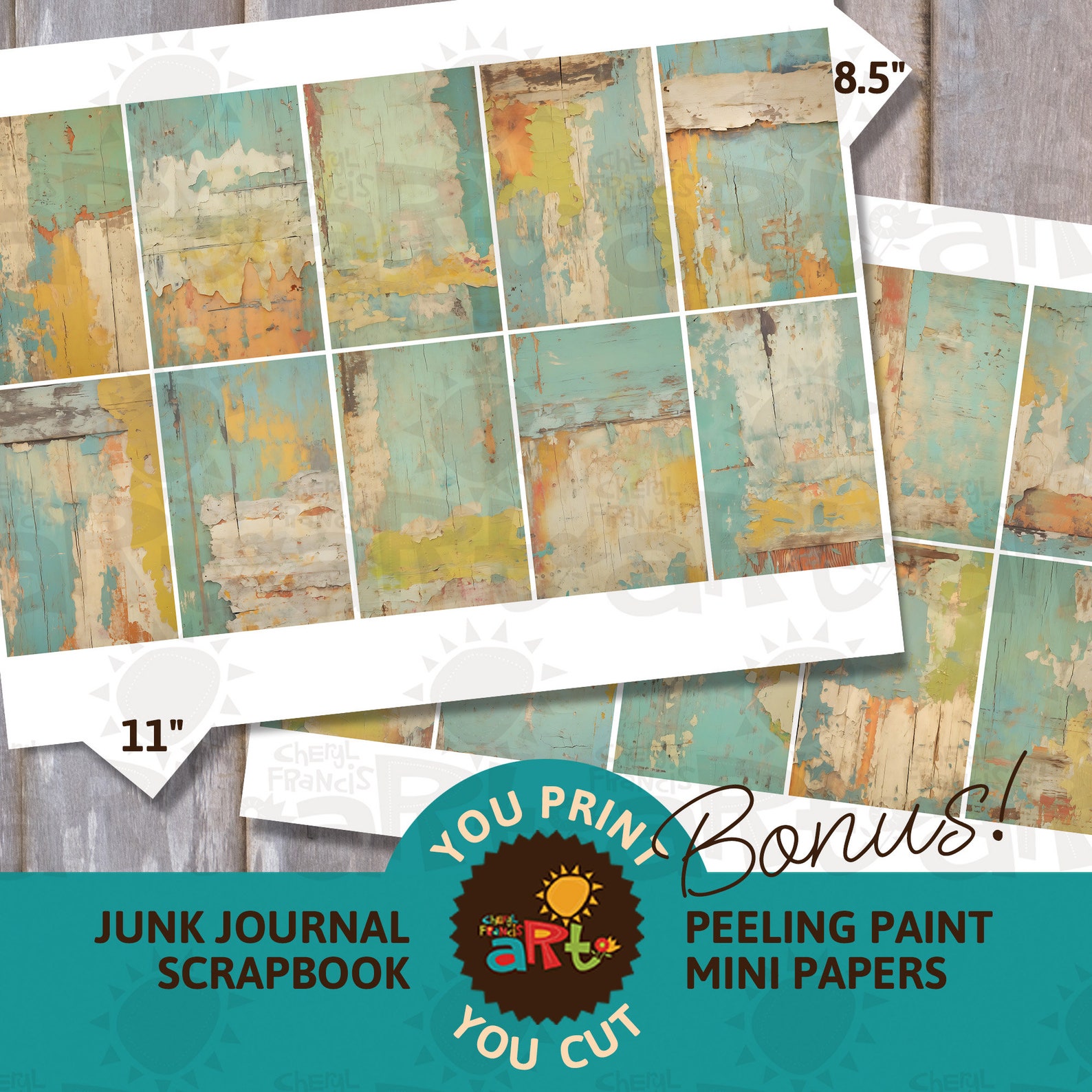Aging Paint Vintage Spring Color Junk Journal Half Page Printable ...
