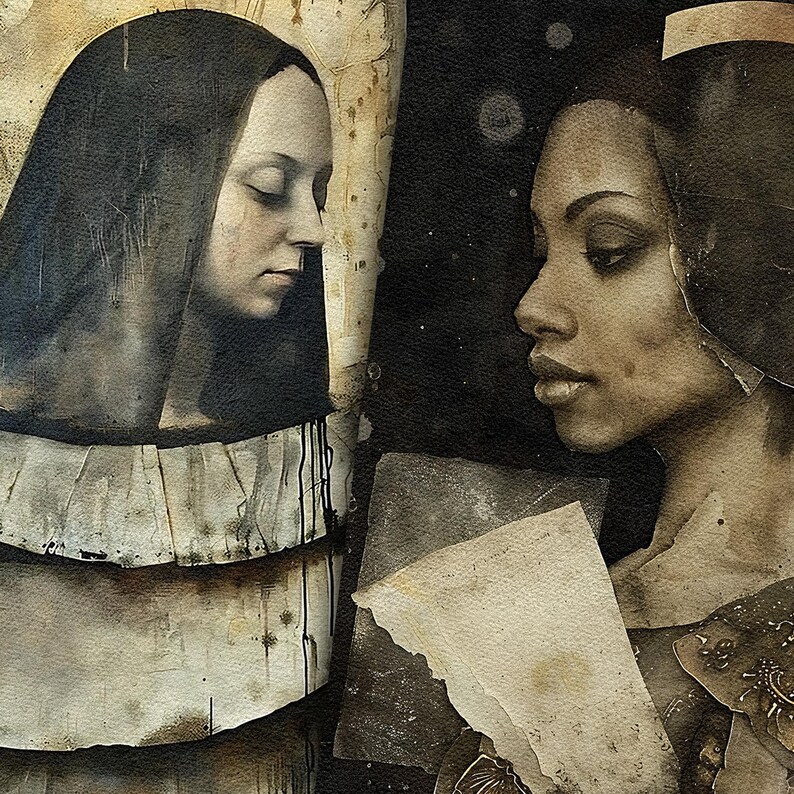 Dark Grime Profile Portrait Collage Junk Journal Half Paper Printable ...