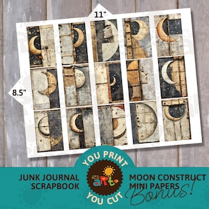 Moon and Stars Construct Rustic Printable Junk Journal Half Paper ...