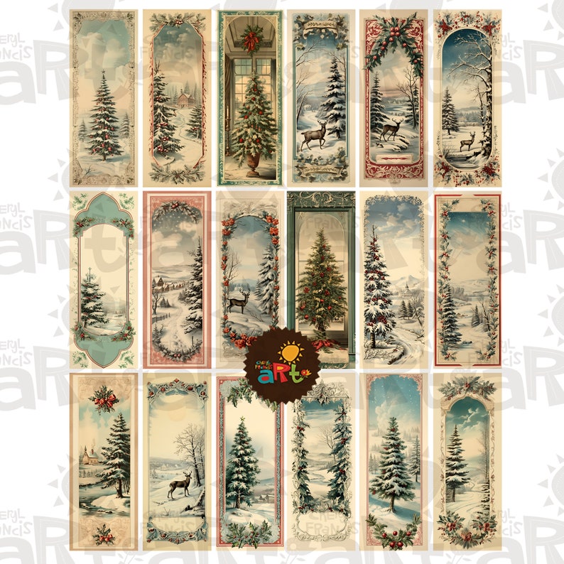 Classic Commercial Christmas Scenes Printable Tall Slim Junk Journal ...