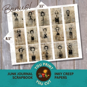 Inky Creep Paper Collage Printable Junk Journal Half Papers, Scrapbook ...