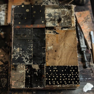 Black Scrap With Dots Collage Junk Journal Half Page Printable ...