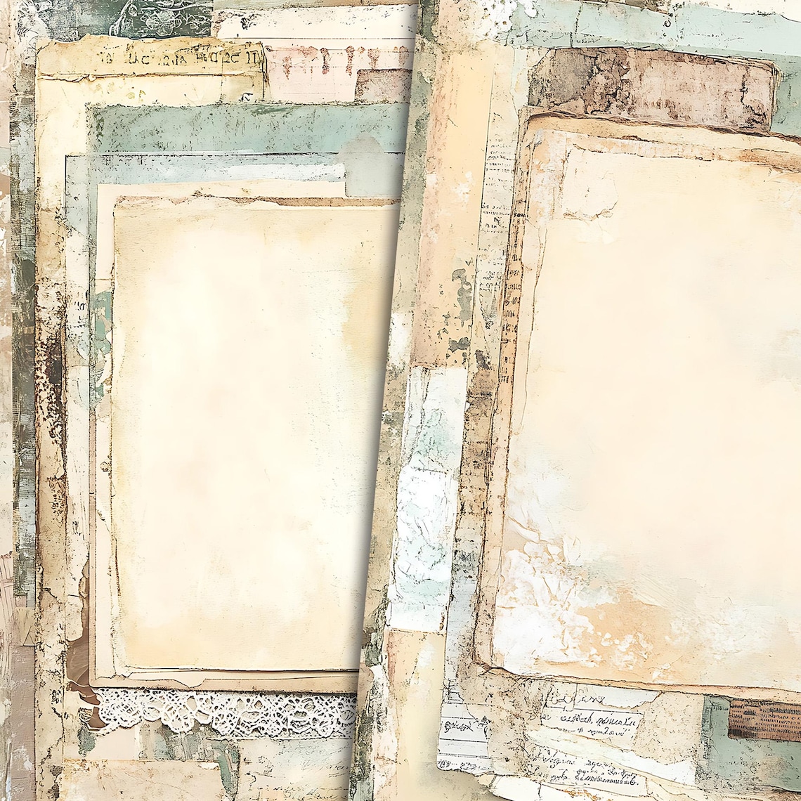 Layers of Paper Blank Area Stylized A Junk Journal Printable Half Paper ...