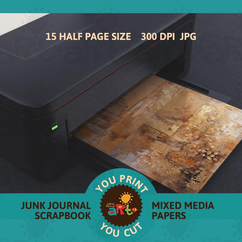Mixed Media Paper Collage Printable Junk Journal Half Papers, Scrapbook ...