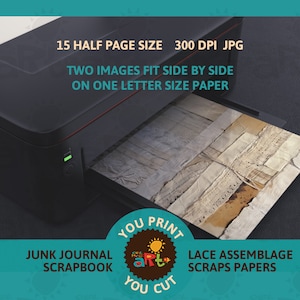Lace and Vintage Papers Assemblage Collage Printable Junk Journal Half ...