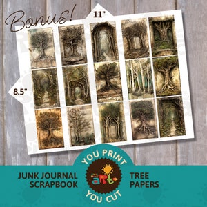Tree Paper Collage Printable Junk Journal Half Papers - Etsy