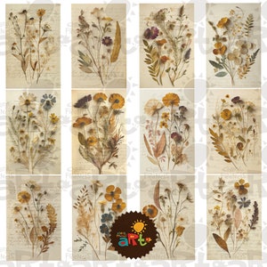 Dried Flowers on Handwritten Ephemera Junk Journal Printable Half ...