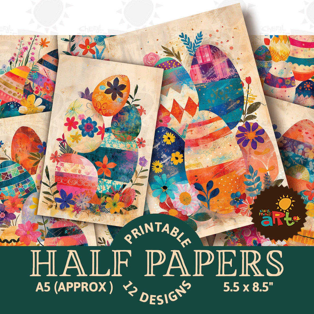 Brightly Colored Easter Eggs Craft Background Printable Holiday Page ...