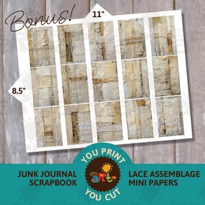 Lace and Vintage Papers Assemblage Collage Printable Junk Journal Half ...