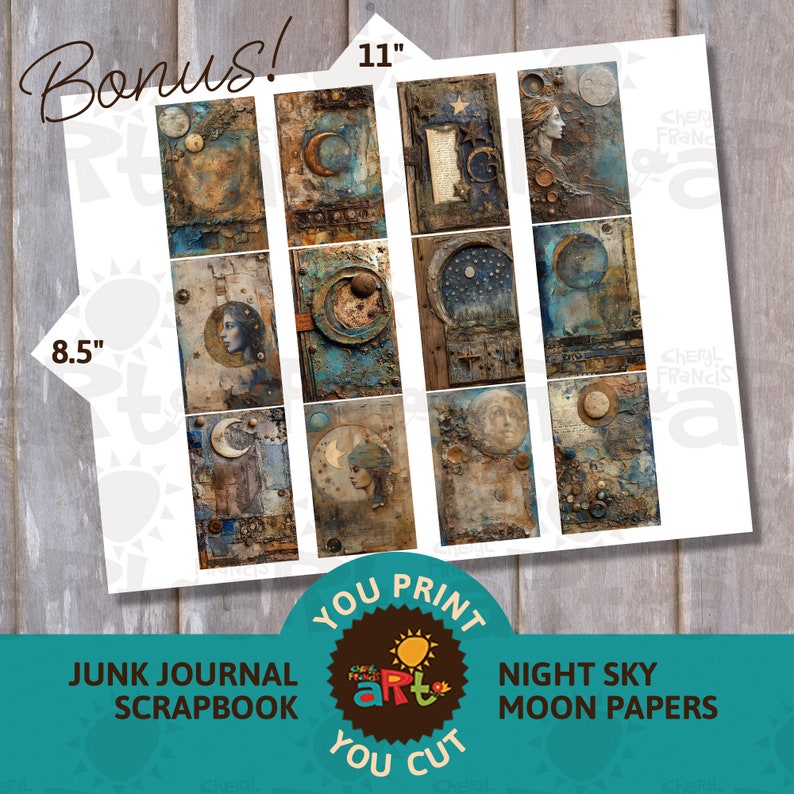 Night Sky Moon Collage Printable Junk Journal Half Papers - Etsy