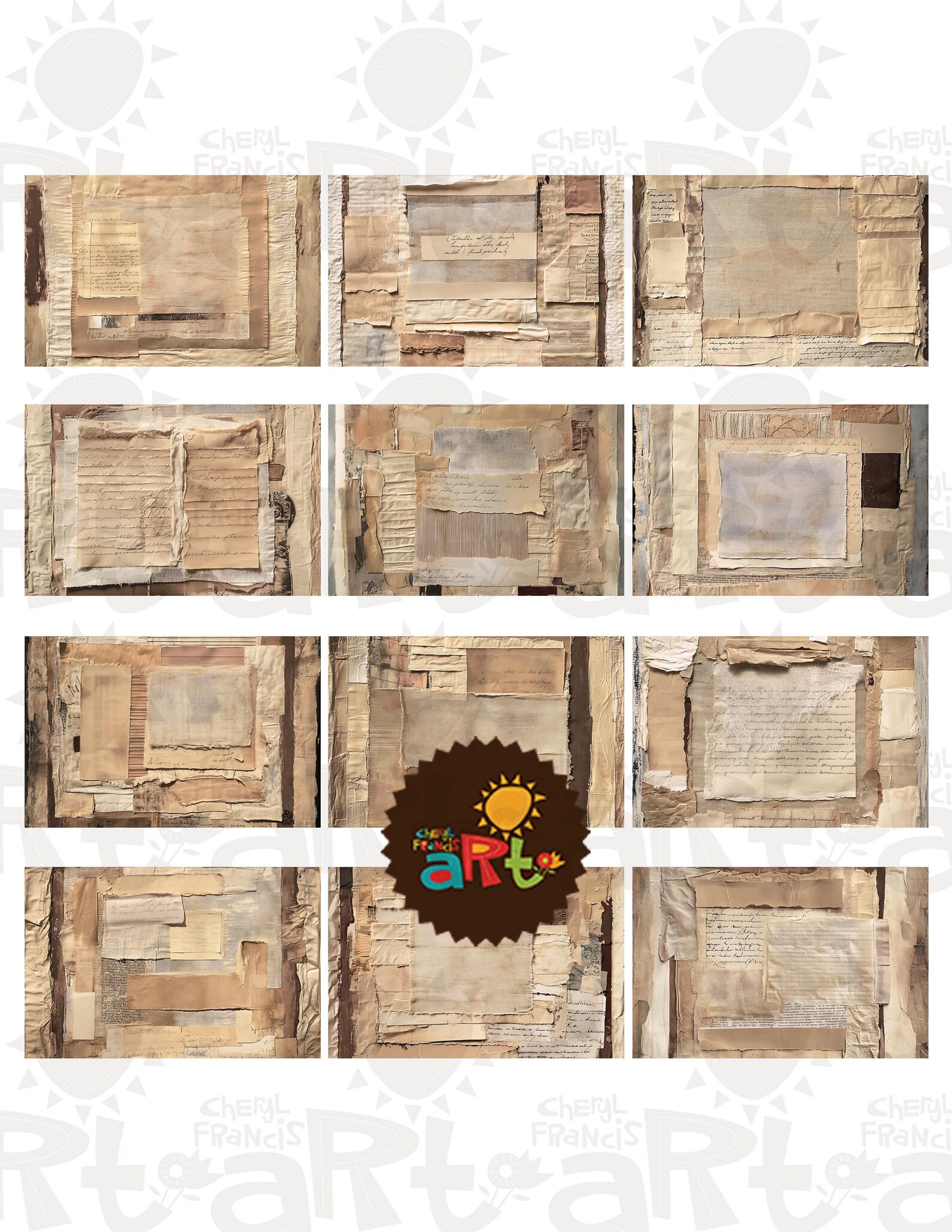 Layered Ephemera Collage Printable Junk Journal Horizontal Half Paper ...