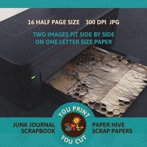 Paper Bee Hive Collage Printable Junk Journal Half Paper, Scrapbook ...
