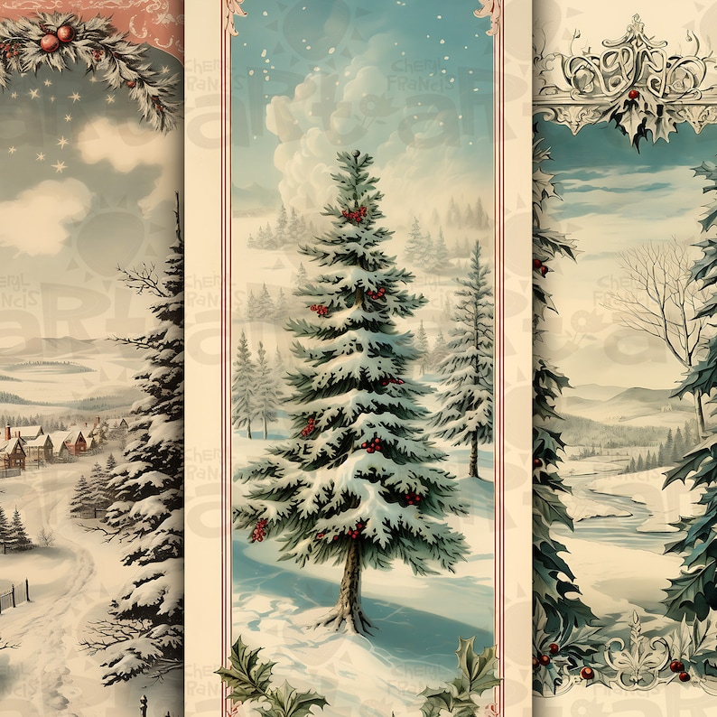 Classic Commercial Christmas Scenes Printable Tall Slim Junk Journal ...