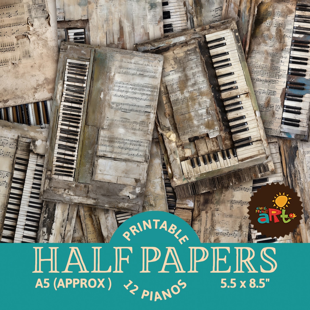 Rustic Piano Music Collage Printable Junk Journal Half Papers - Etsy