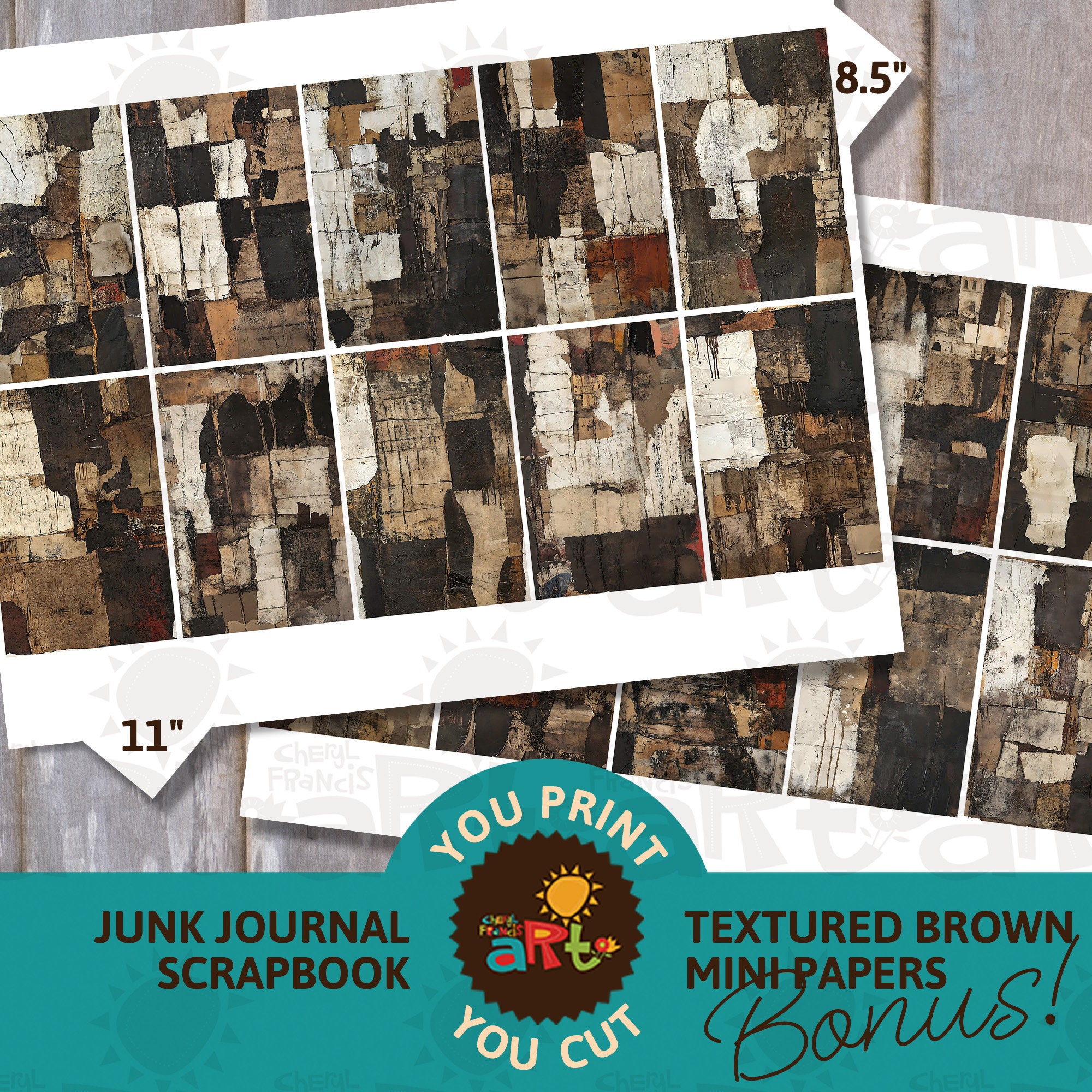 Layered Texture Grunge Brown Printable Junk Journal Half Paper Ephemera ...