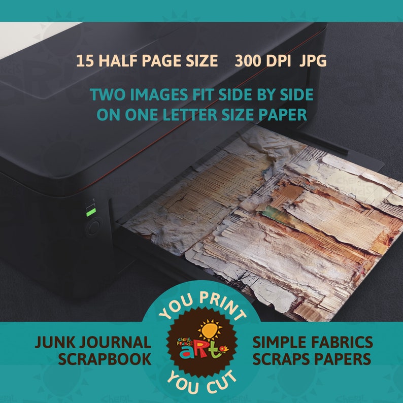 Simple Fabric Scraps Collage Printable Junk Journal Half Papers - Etsy