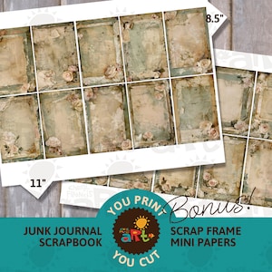 Scrap Paper Frame Junk Journal Half Page Printable Floral Collage ...