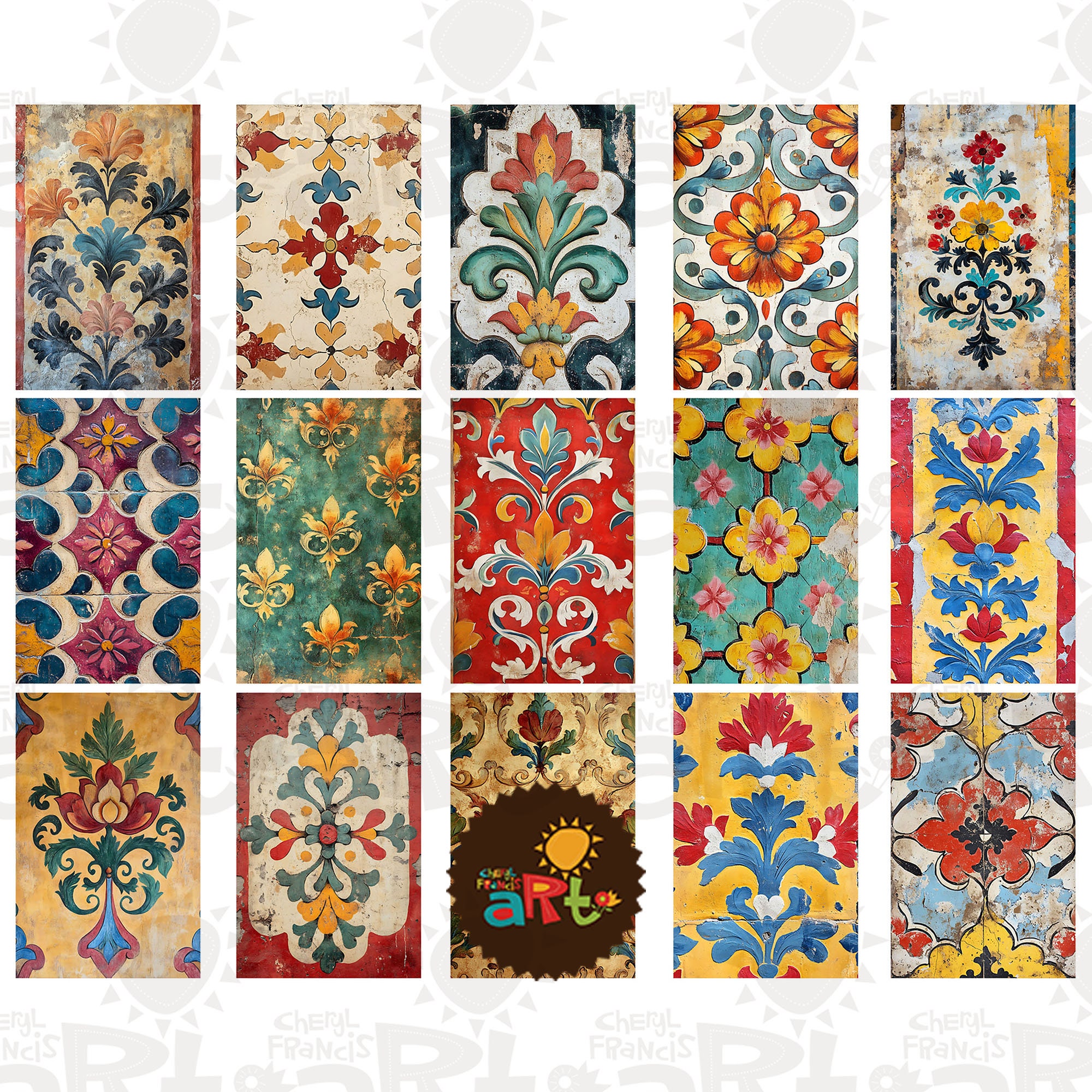 Baroque Mexican Folk Art Distressed Wall Decoration Printable Junk ...
