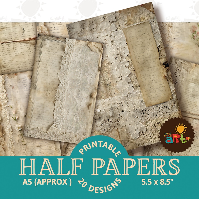 Shabby Lace Scrap Paper and Lace Collage Printable Junk Journal Half ...