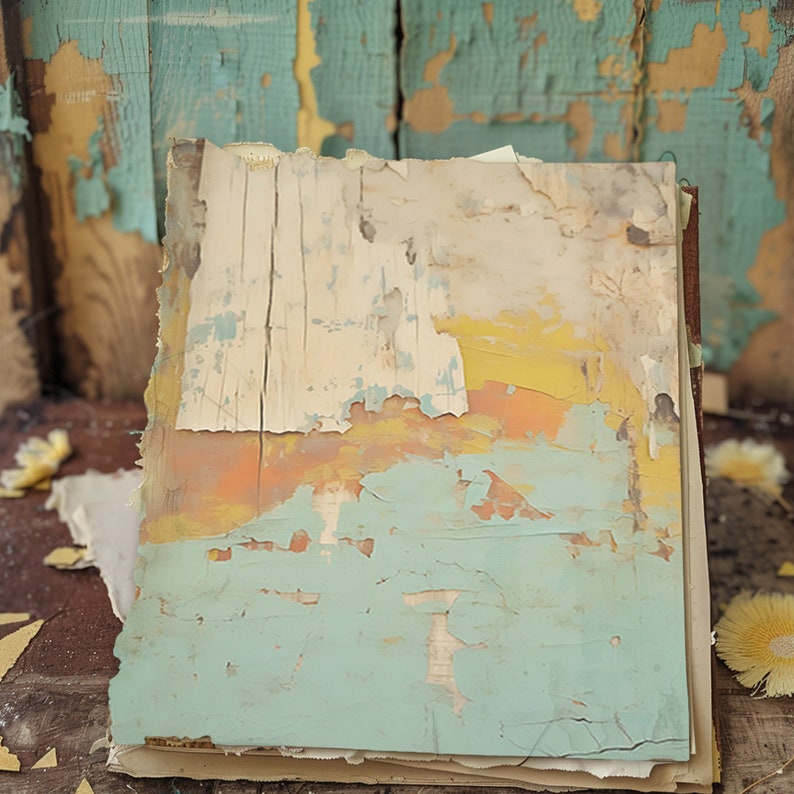 Aging Paint Vintage Spring Color Junk Journal Half Page Printable ...