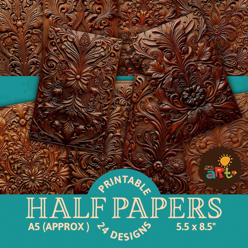 Embossed Leather Printable Junk Journal Half Papers Faux - Etsy