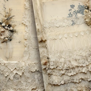 Layered Lace Paper Collage Printable Junk Journal Half Page, Scrapbook ...