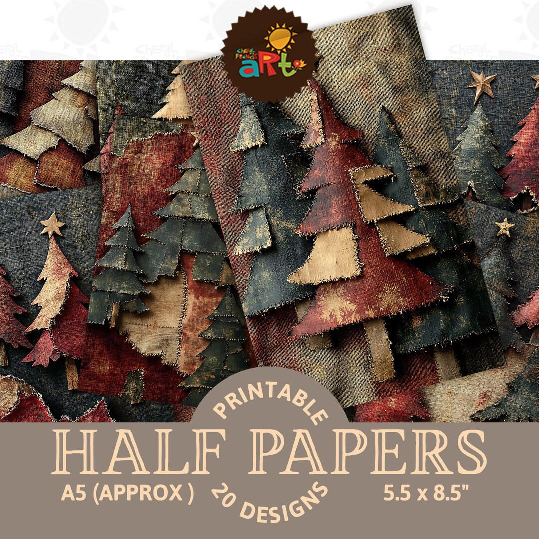 Christmas Tree Shapes Heavy Fabric Holiday Art Printable Collage Junk ...