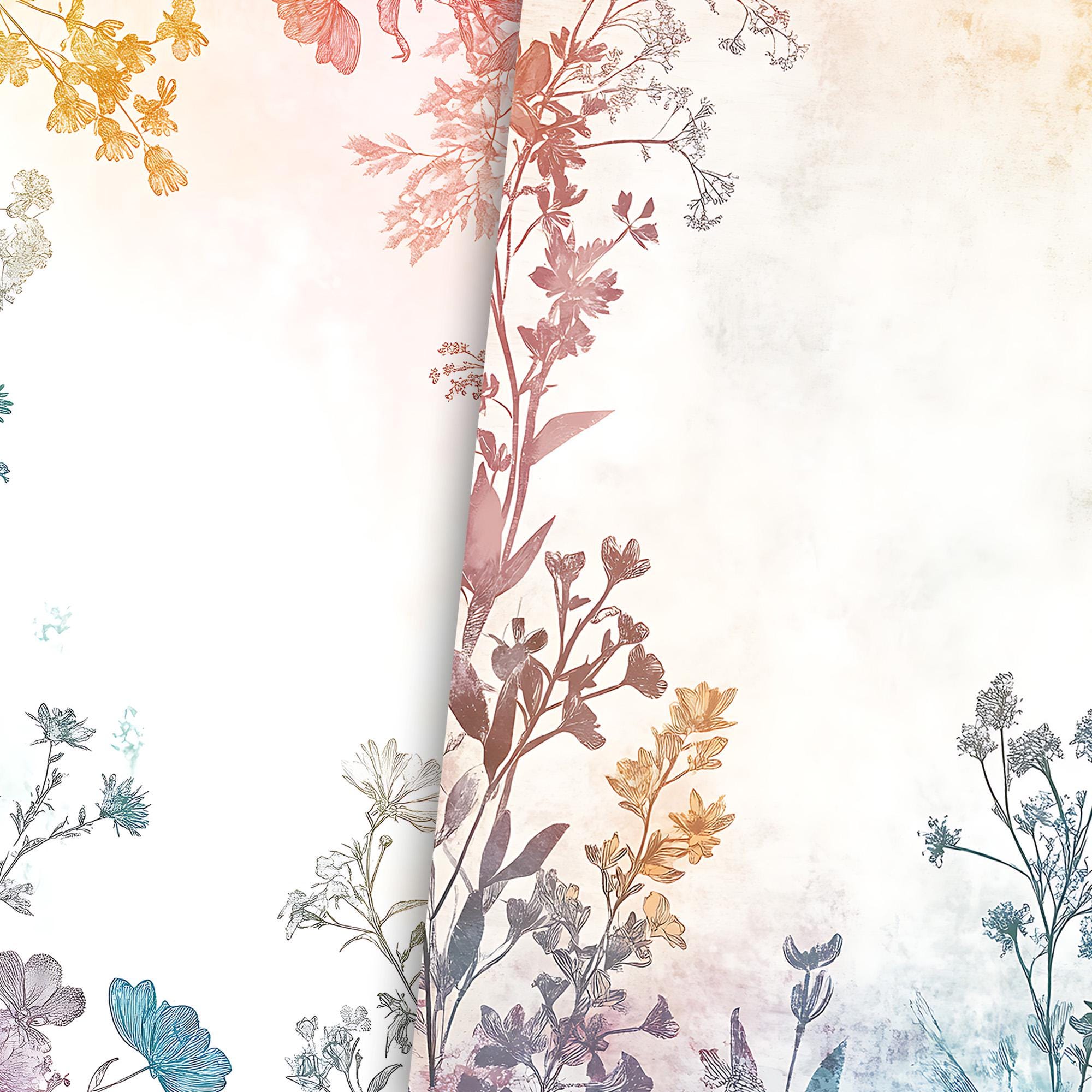 Wildflower Border in Colors of a Rainbow Printable Junk Journal Half ...