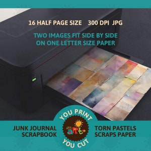 Pastel Scrap Collage Printable Junk Journal Half Papers, Mixed Media ...