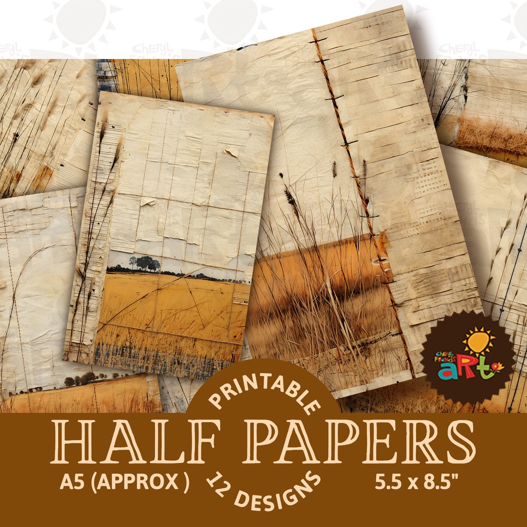 Hay Fields Scrap Junk Journal Printable Textile Half Papers, Scrapbook ...