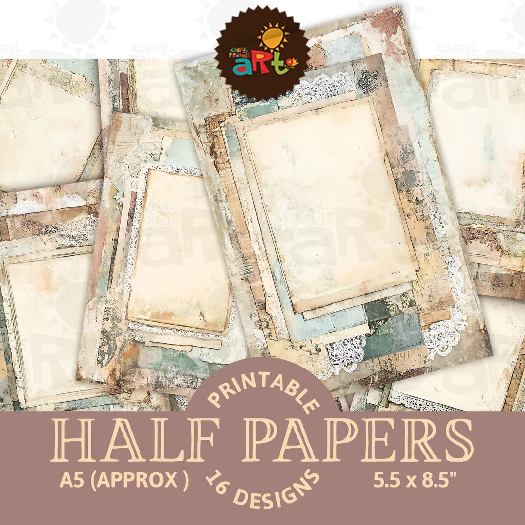 Layers of Paper Blank Area Stylized A Junk Journal Printable Half Paper ...
