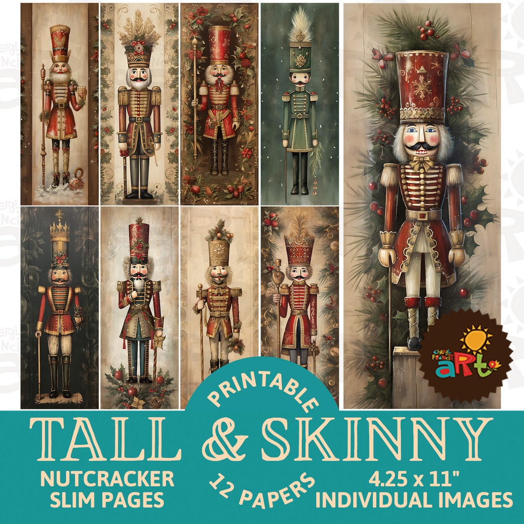 Nutcracker Christmas Collage Printable Tall Slim Junk Journal Papers ...