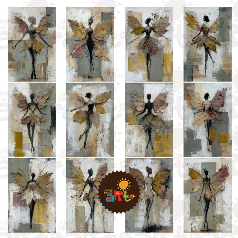 Leafy Forest Fairy Collage Printable Junk Journal Half Paper Scrapbook ...