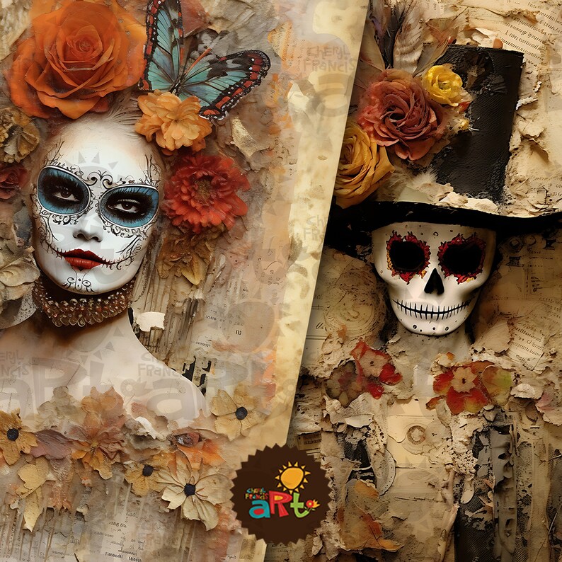 Day of the Dead, Dia De Los Muertos Scrap Collage Printable Junk ...
